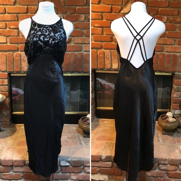 Intimates & Sleepwear | Vtg 890s Sz M Black Burnout Sexy Evening Long ...